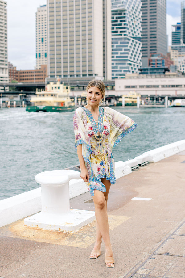 Isabelle Short Silk Kaftan - Aribella